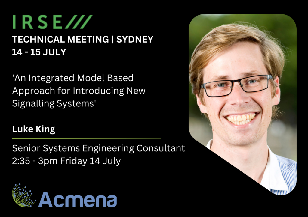 Luke King to Present at IRSE Technical Meeting - Acmena